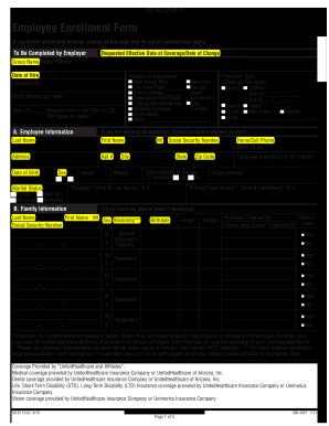 Fillable Online United healthcare employee enrollment fillable form Fax ...