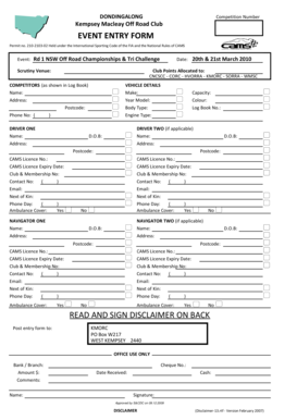 Fillable Online 2010 DONDINGALONG EVENT Entry Form Approved Ver 2 Fax ...
