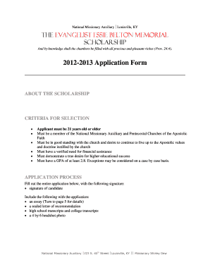 Fillable Online 2012-2013 Application Form 2010-2011 Application Form ...