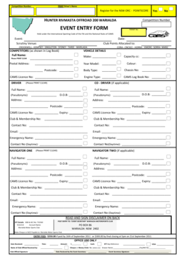 Fillable Online Warialda Off Road entry form - Kempsey Macleay Off Road ...