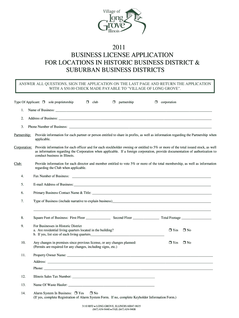 Fillable Online Business License Application for Locations in Historic Business District ...