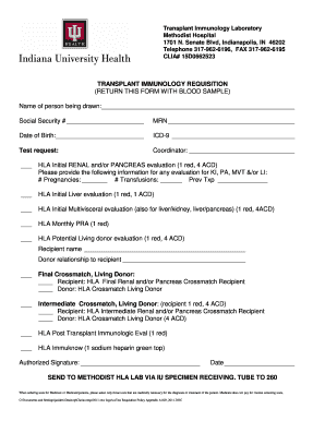 Fillable Online MH HLA Lab - General Transplant Immunology Requisition ...
