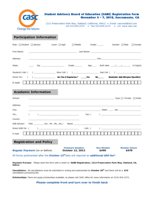 Fillable Online SABE 2012 Reg Form - California Association of Student ...