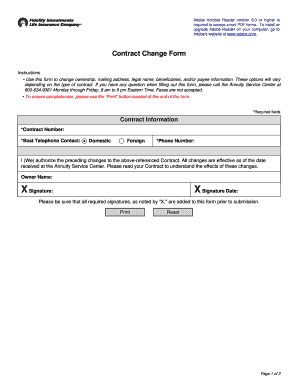 Fillable Online Contract Change Form - Fidelity Fax Email Print - pdfFiller