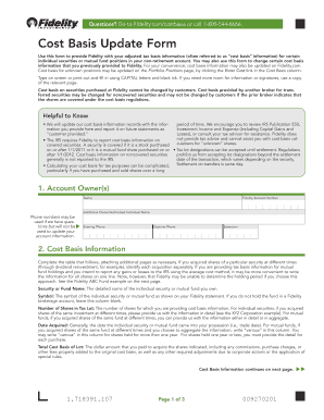 Fillable Online Cost Basis Update Form - Fidelity Fax Email Print ...