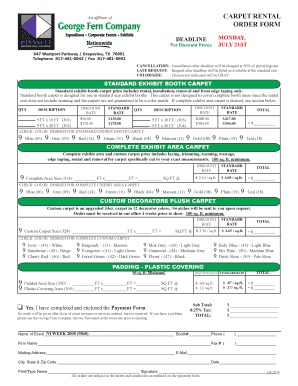 Fillable Online CARPET RENTAL ORDER FORM Fax Email Print - pdfFiller