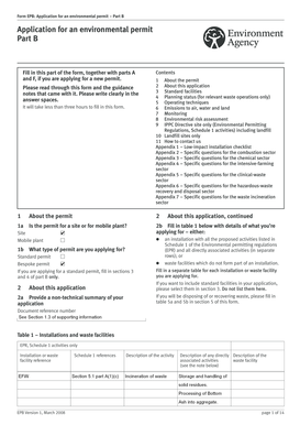Fillable Online Application for an environmental permit Part B ...
