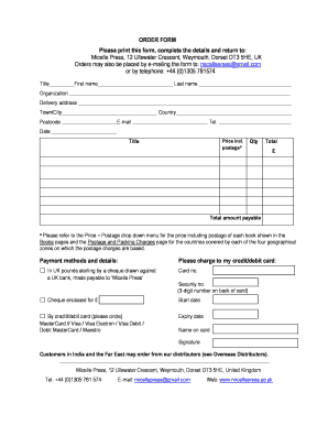 Fillable Online ORDER FORM Please print this form, complete the ...