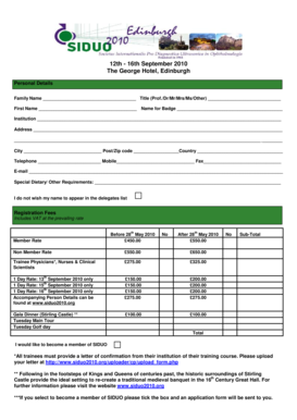 Fillable Online Final Registration form limited accommodation ...