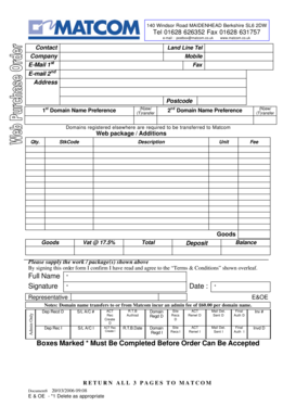 Fillable Online Order form - Matcom Fax Email Print - pdfFiller