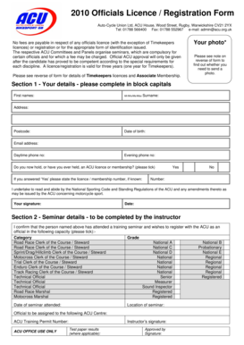 Fillable Online 2010 Officials Licence / Registration Form - the ...