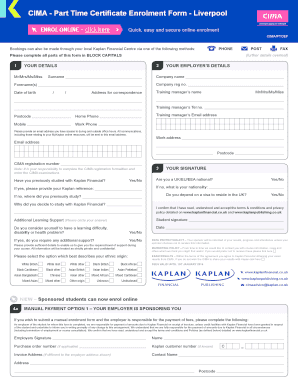 Fillable Online financial kaplan co CIMA - Part Time Certificate ...