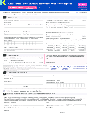 Fillable Online financial kaplan co CIMA - Part Time Certificate ...