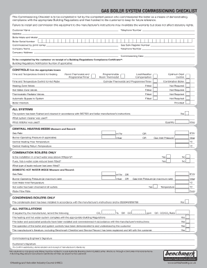 Fillable Online GAS Boiler system COMMISSIONING CHECKLIST Fax Email ...