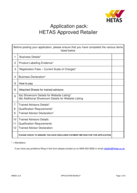 Fillable Online Application Booklet - Hetas Fax Email Print - pdfFiller