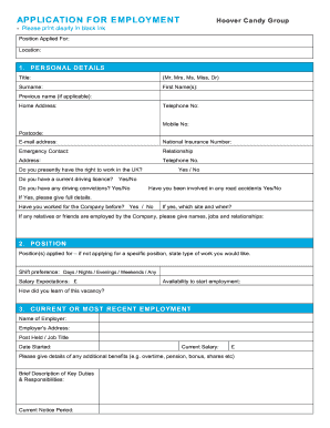 Fillable Online hoover candy application form Fax Email Print - pdfFiller