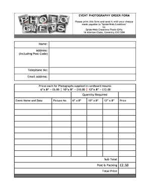 Sports Photo Order Form | pdfFiller