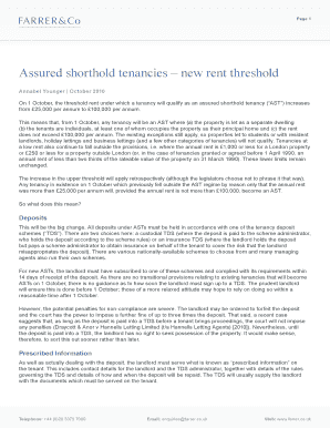 Assured Shorthold Tenancies New Rent Threshold - Fill and Sign ...