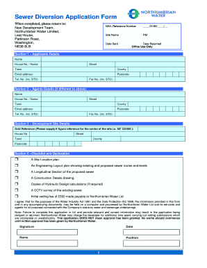 Fillable Online Sewer Diversion Application Form - Northumbrian Water ...