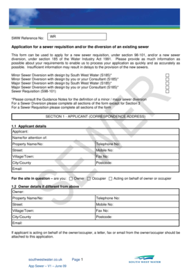 Fillable Online Application for a sewer requisition and/or the ...