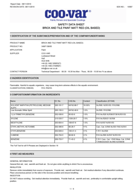 Fillable Online SAFETY DATA SHEET BRICK AND TILE PAINT ... - Resto ...