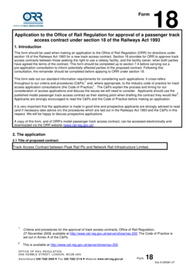 Fillable Online Form 18 Application to the Office of Rail Regulation ...