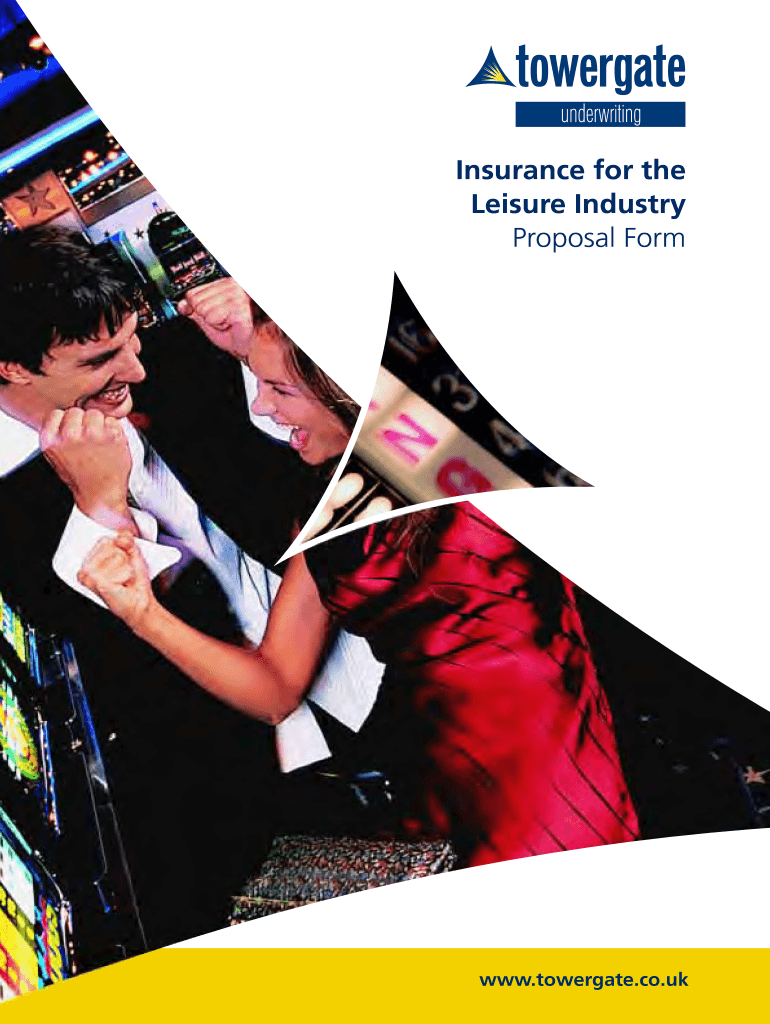 Fillable Online Leisure Industry Combined - Towergate Underwriting Fax ...