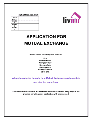 Fillable Online Mutual Exchange Application Form - Livin Fax Email ...