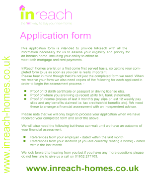 Fillable Online Application form - InReach Fax Email Print - pdfFiller