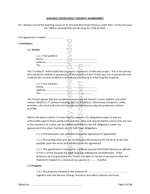 Fillable Online For letting a furnished dwelling house on an Assured ...
