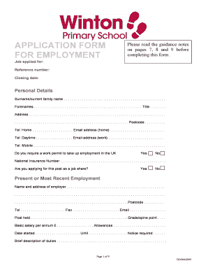 Fillable Online tes co APPLICATION FORM FOR EMPLOYMENT - The TES - tes ...