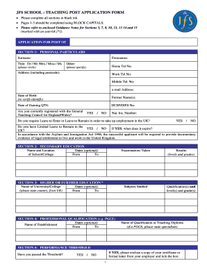 Fillable Online tes co JFS APPLICATION FORM FOR NON-TEACHING POSTS ...