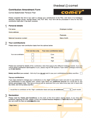 Fillable Online 2007.10 - Contribution Amendment Form - Comet Colleague ...