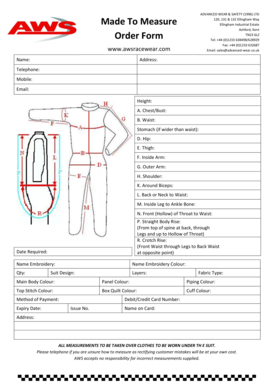 Fillable Online Made To Measure Order Form Fax Email Print - pdfFiller
