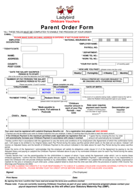 Fillable Online Parent registration form - Ladybird Employee Benefits ...