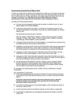Fillable Online Documentation showing Proof of Right to Work Fax Email ...