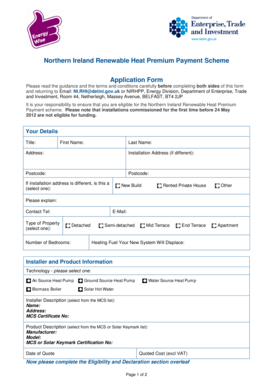 Fillable Online Northern Ireland Renewable Heat Premium Payment Scheme ...
