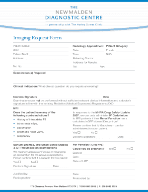 Fillable Online Imaging Request Form - The New Malden Diagnostic Centre ...