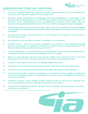 Fillable Online Vendor Booking Form - CESG - SBL Fax Email Print ...