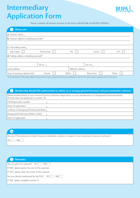 Fillable Online Intermediary Application Form Please complete all relevant sections of the form ...