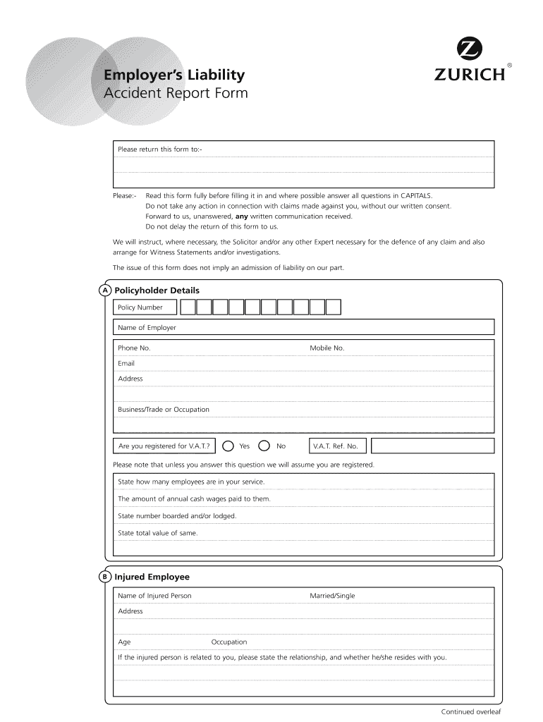Employers Liability Accident Report Form Employers Liability Accident ...