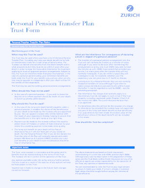 Fillable Online Personal Pension Transfer Plan Trust Form Fax Email ...