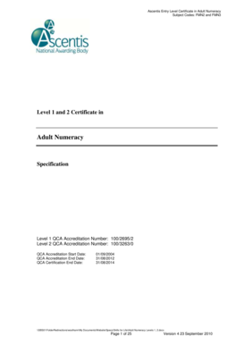 Fillable Online Ascentis Entry Level Certificate in Adult Numeracy Fax Email Print - pdfFiller