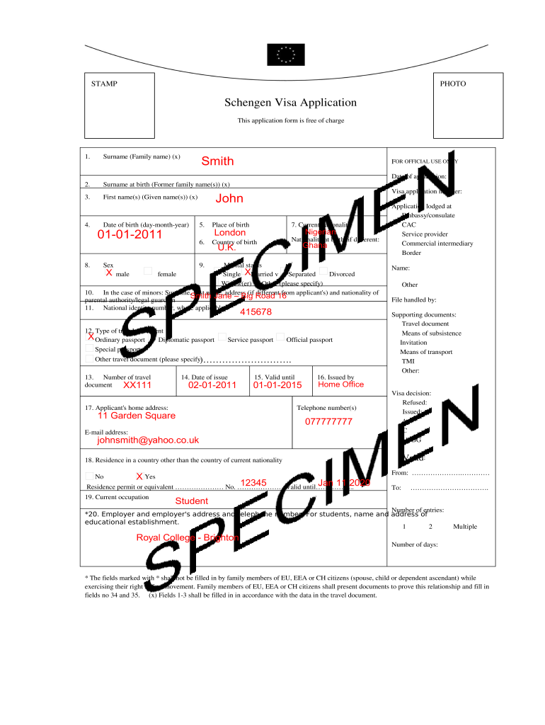 Sample Schengen Visa Application Form Filled Pdf Fill Online