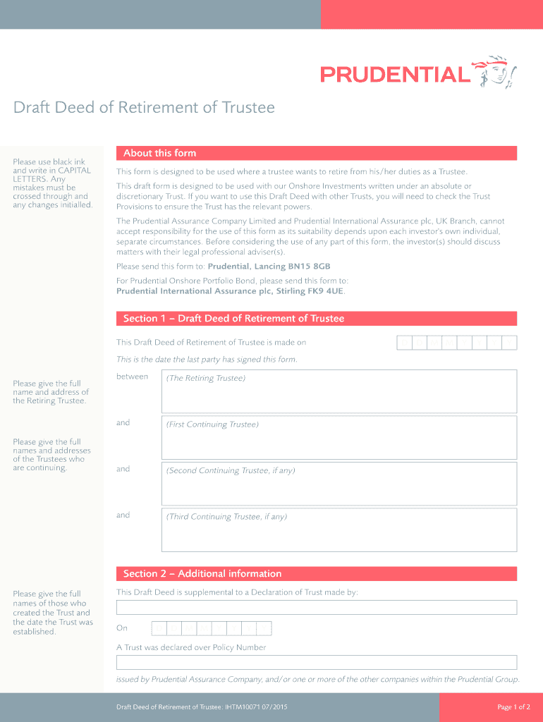 Fillable Online Draft Deed of Retirement of Trustee Fax Email Print ...