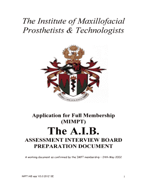 Fillable Online AIB NEW APPLICATION FORM V3.0 2012 - The Institute of ...