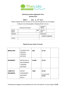 Fillable Online Application form for week 1, 23-27 July - Lido Fax ...