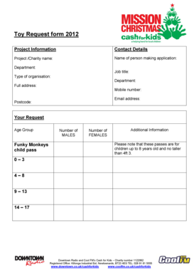 Fillable Online Toy Request form 2012 Fax Email Print - pdfFiller