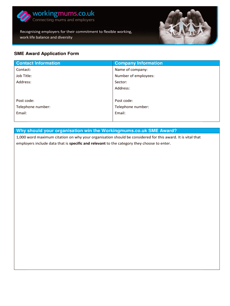 Fillable Online SME Award Application Fax Email Print - pdfFiller