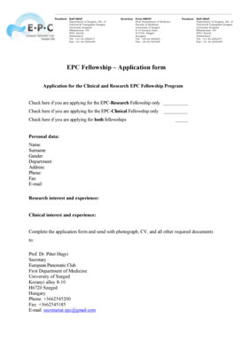 Fillable Online EPC Fellowship application form.pdf - epc.org Fax Email ...